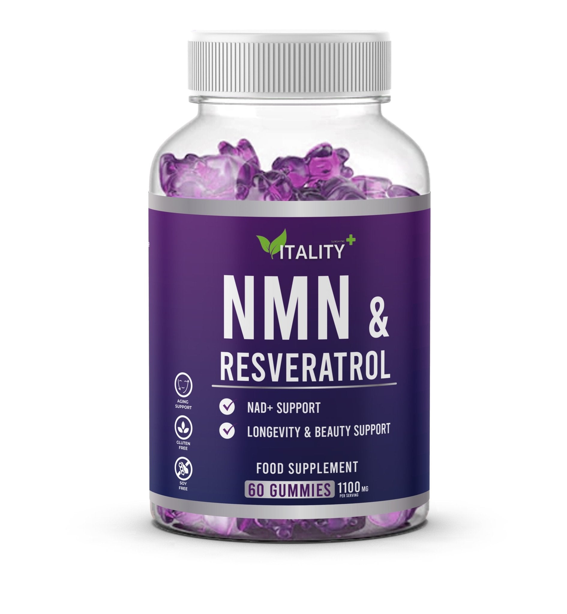 NMN & Resveratrol Gummies| 1100mg | 99.95% Certified Purity | 60 Gummi ...