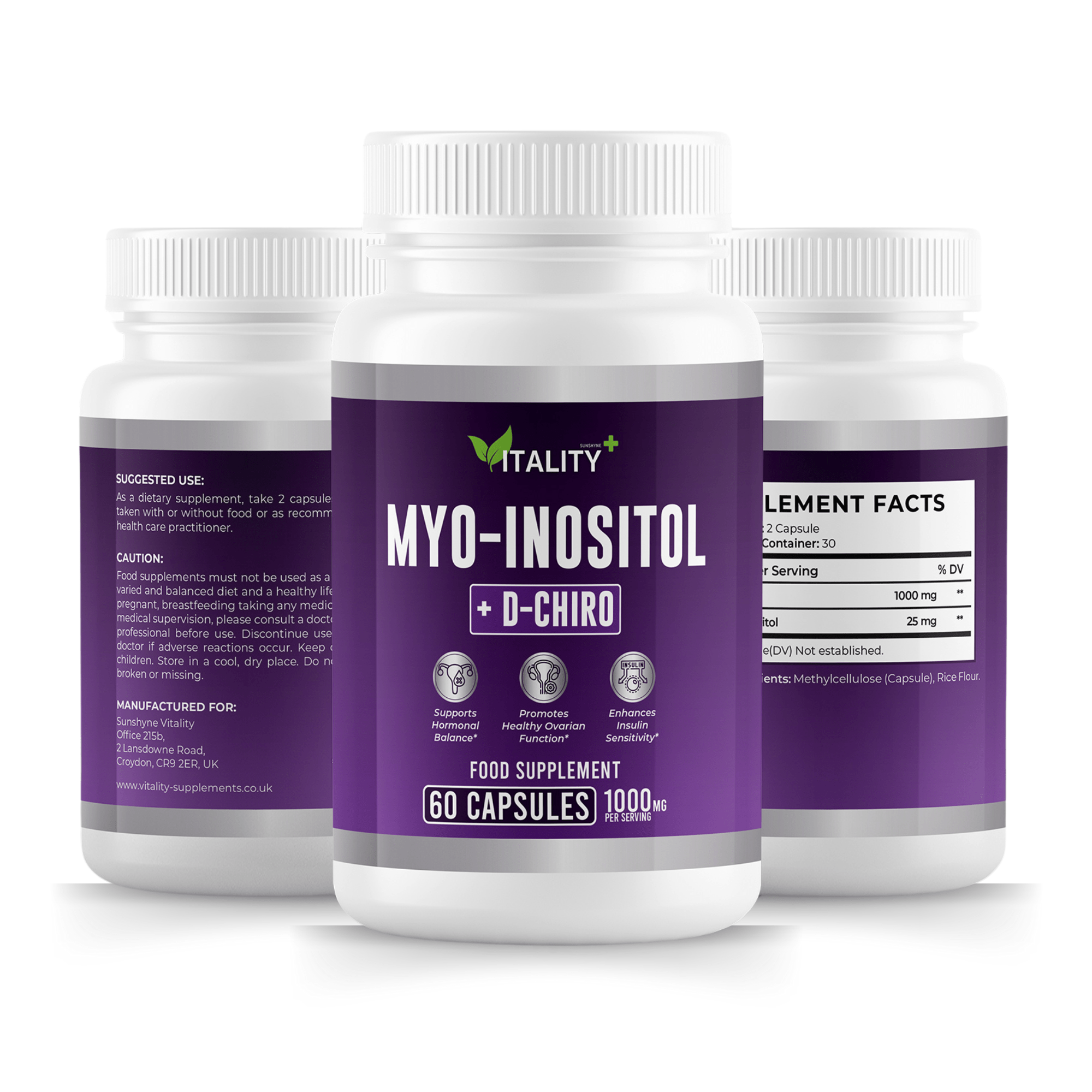 Premium Myo-Inositol + D-Chiro Capsules – 1000mg Myo-Inositol, 25mg D ...